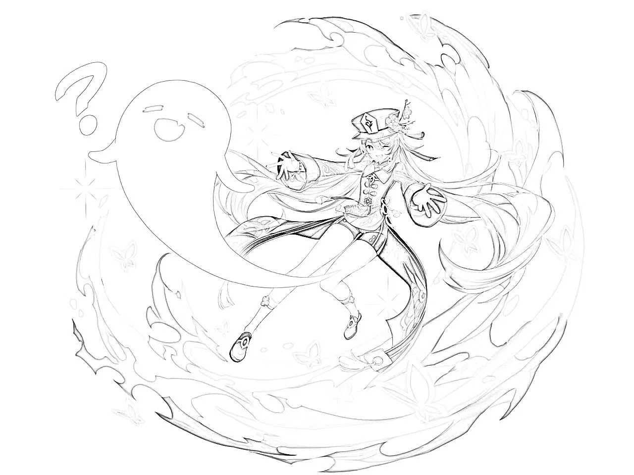 I tried to make a hu Tao Colouring page. It’s not perfect, but you can ...