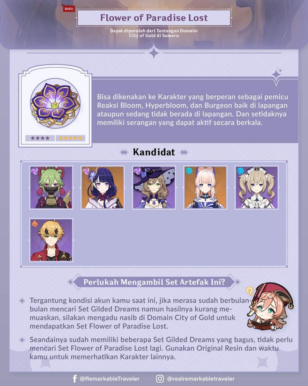 [Guide] Siapa Saja yang Bisa Pakai Artefak "Flower of Paradise Lost ...
