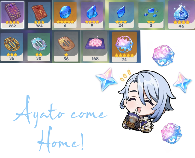 Ayato plssssss I have everything for youuuuu, All your stuff to lv 90 ...