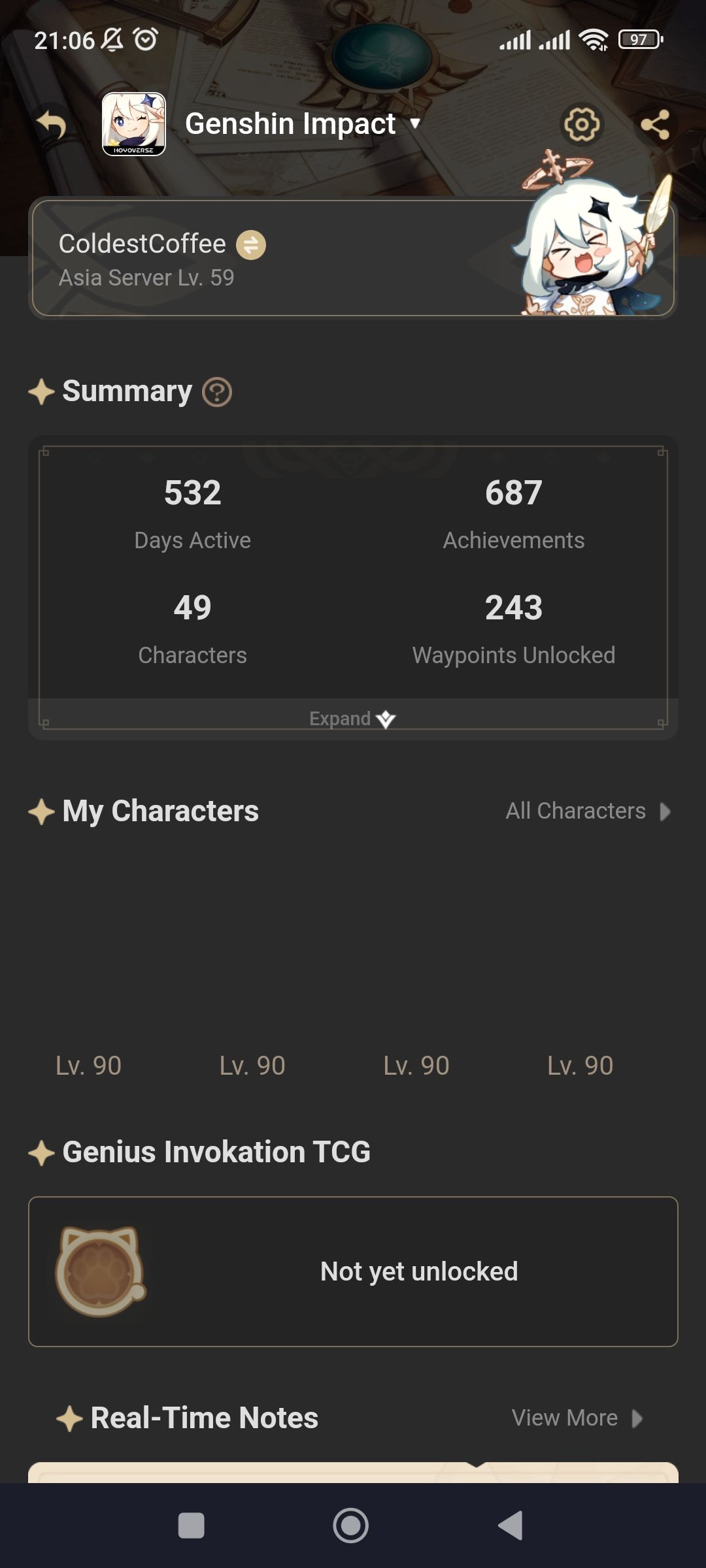 Battle Chronicles - Owned Characters Genshin Impact | HoYoLAB