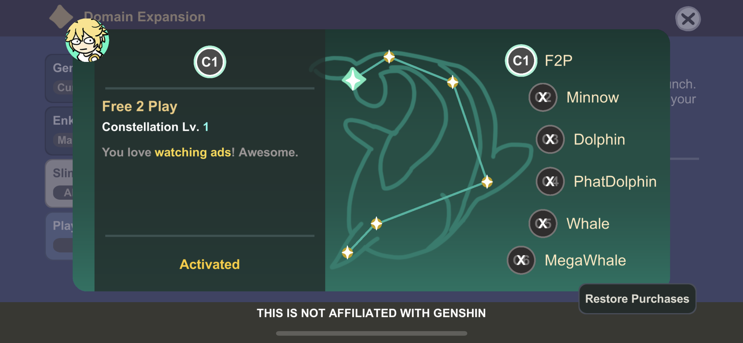 I strive to be a MegaWhale, but alas, *shakes empty wallet* Genshin ...