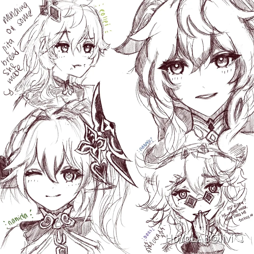 some sketches of these lovely ladies Genshin Impact | HoYoLAB