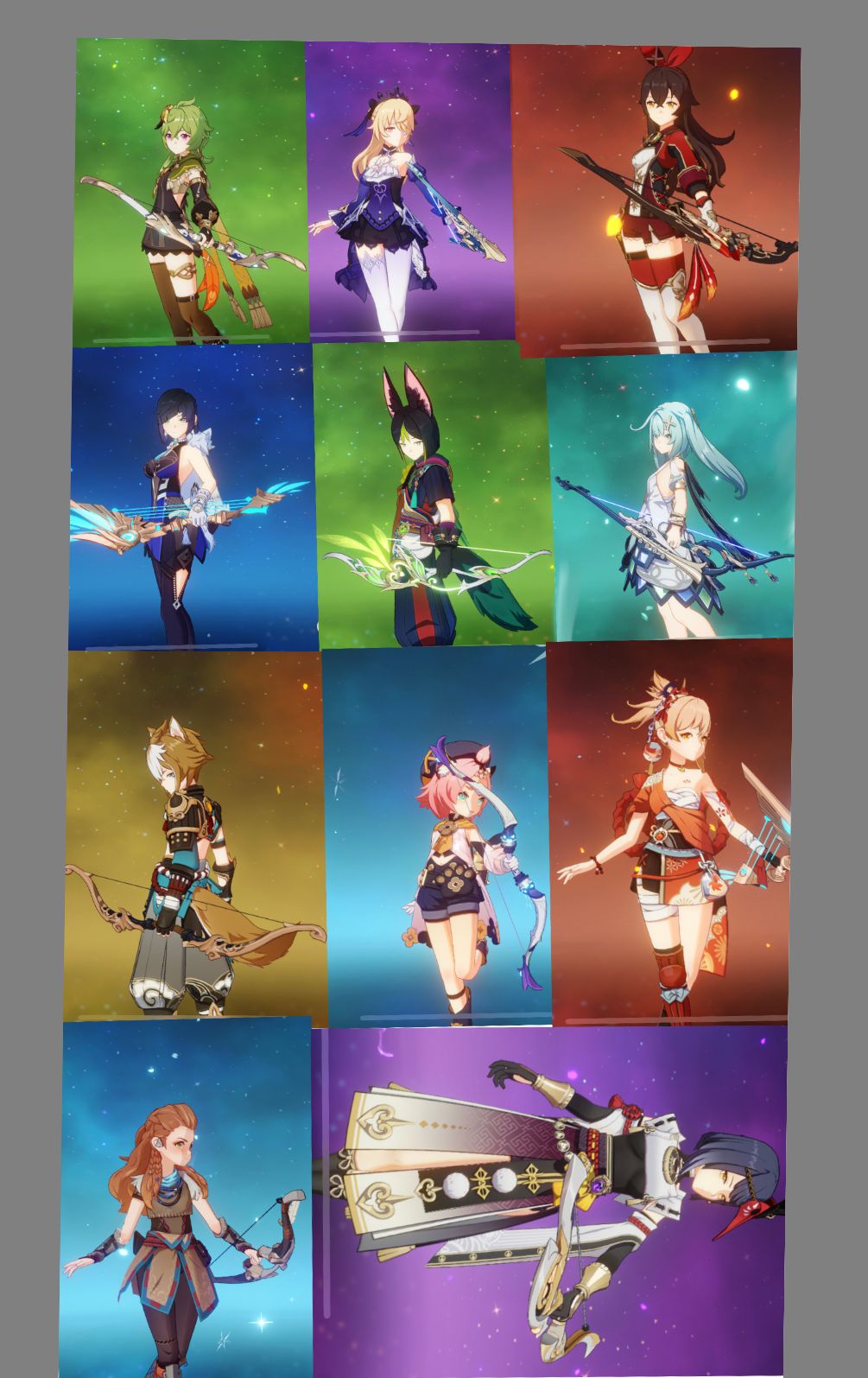 These are all of my bow characters Genshin Impact | HoYoLAB