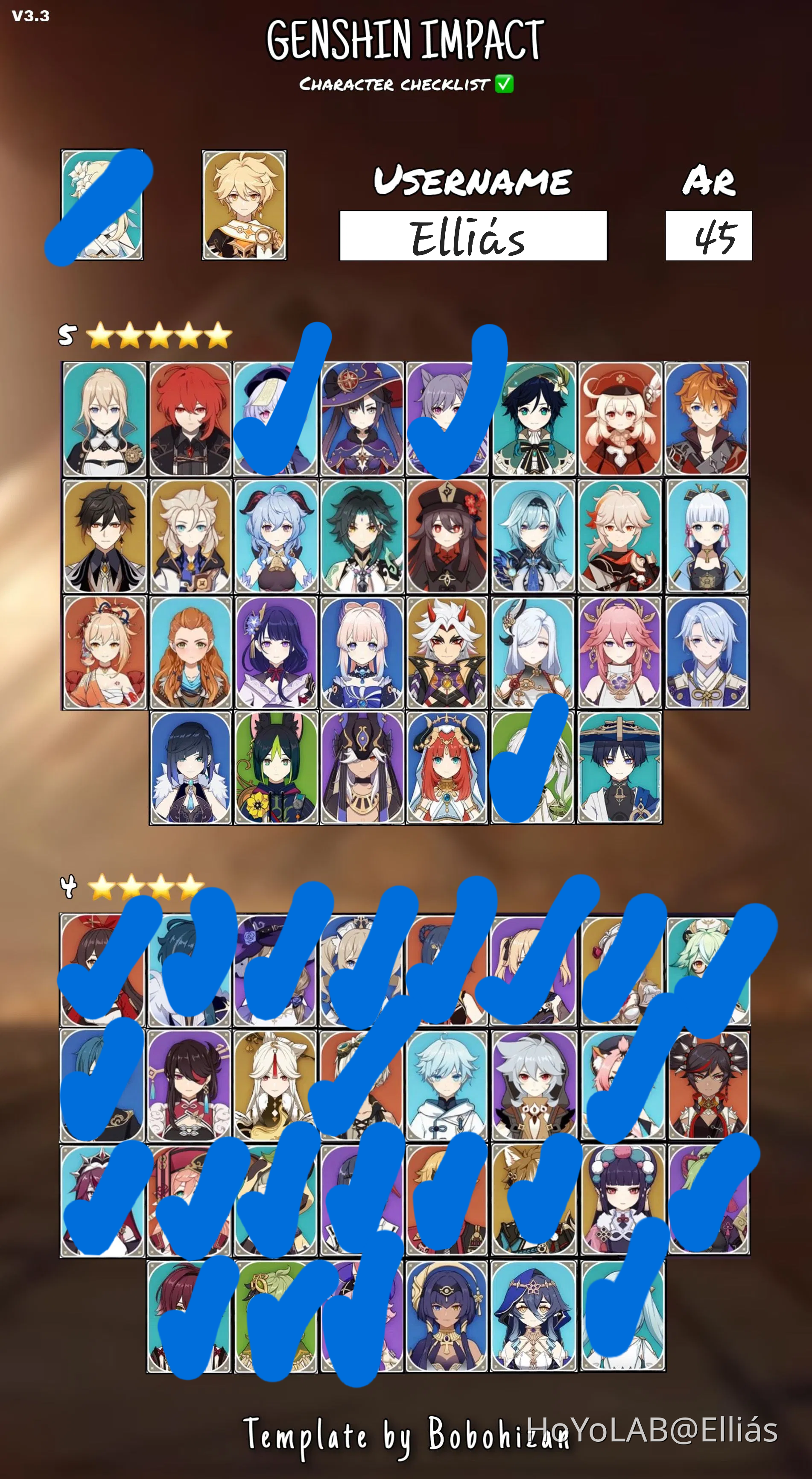 Checklist - Personajes 😋 Genshin Impact | HoYoLAB