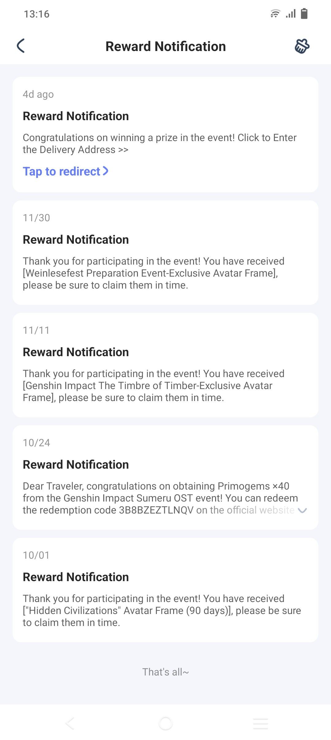 Guoba plu*** I didn't check my reward notification and I participated ...