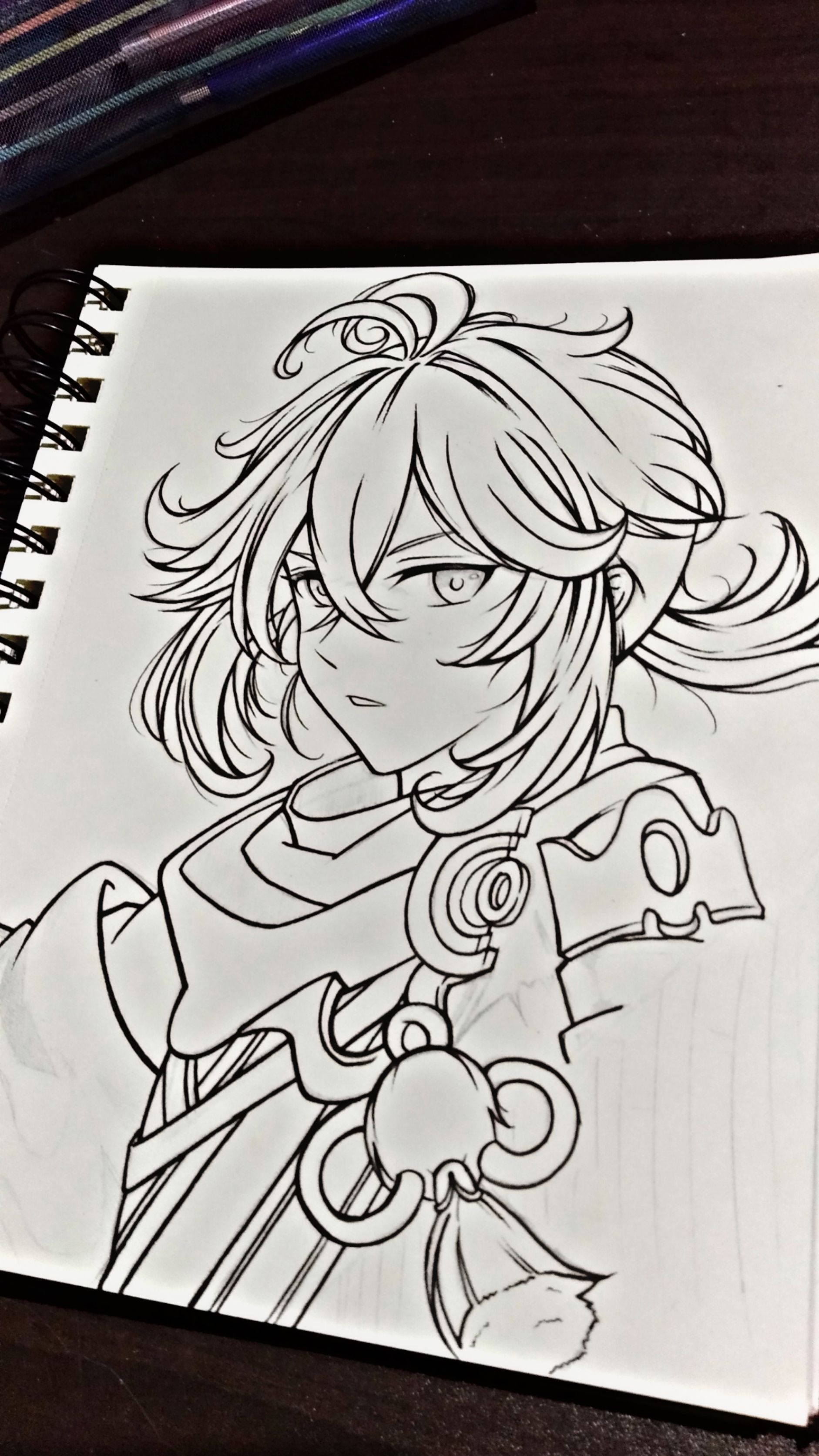 Drawing Kazuha ( Outlining, progress day 2) Genshin Impact | HoYoLAB