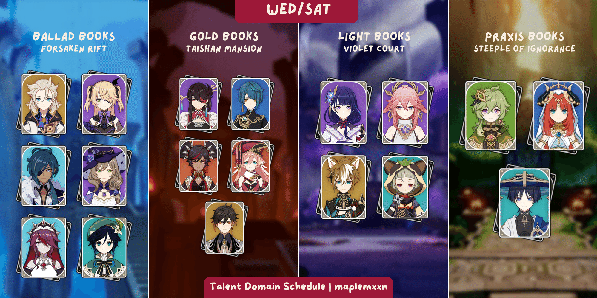 Ver 3.3 Talent Domain Schedule Genshin Impact | HoYoLAB