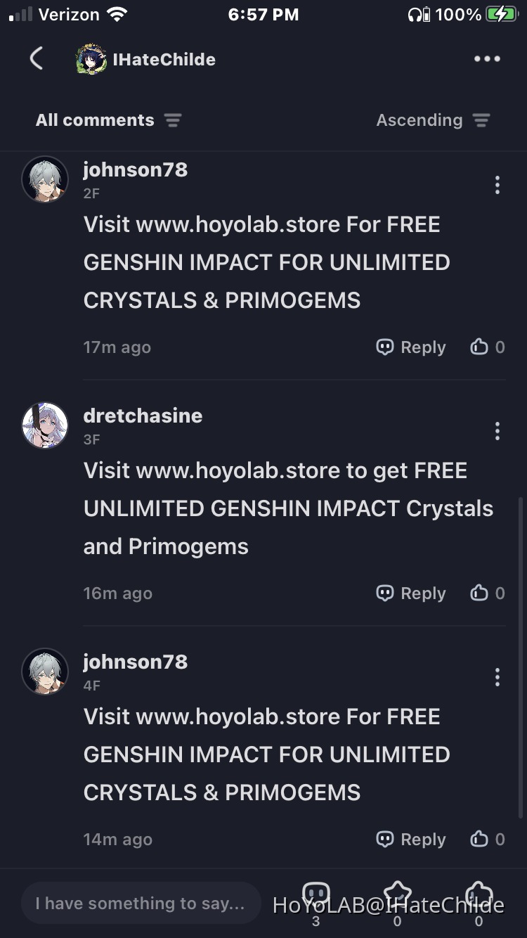 I think the bots are running out of names Genshin Impact | HoYoLAB