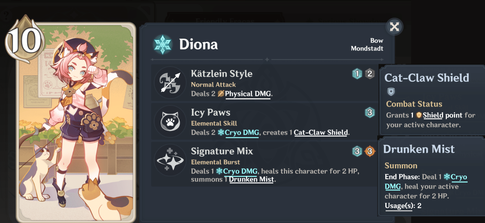 Recommended Genius Invokation TCG Character Cards - Diona / Ganyu ...