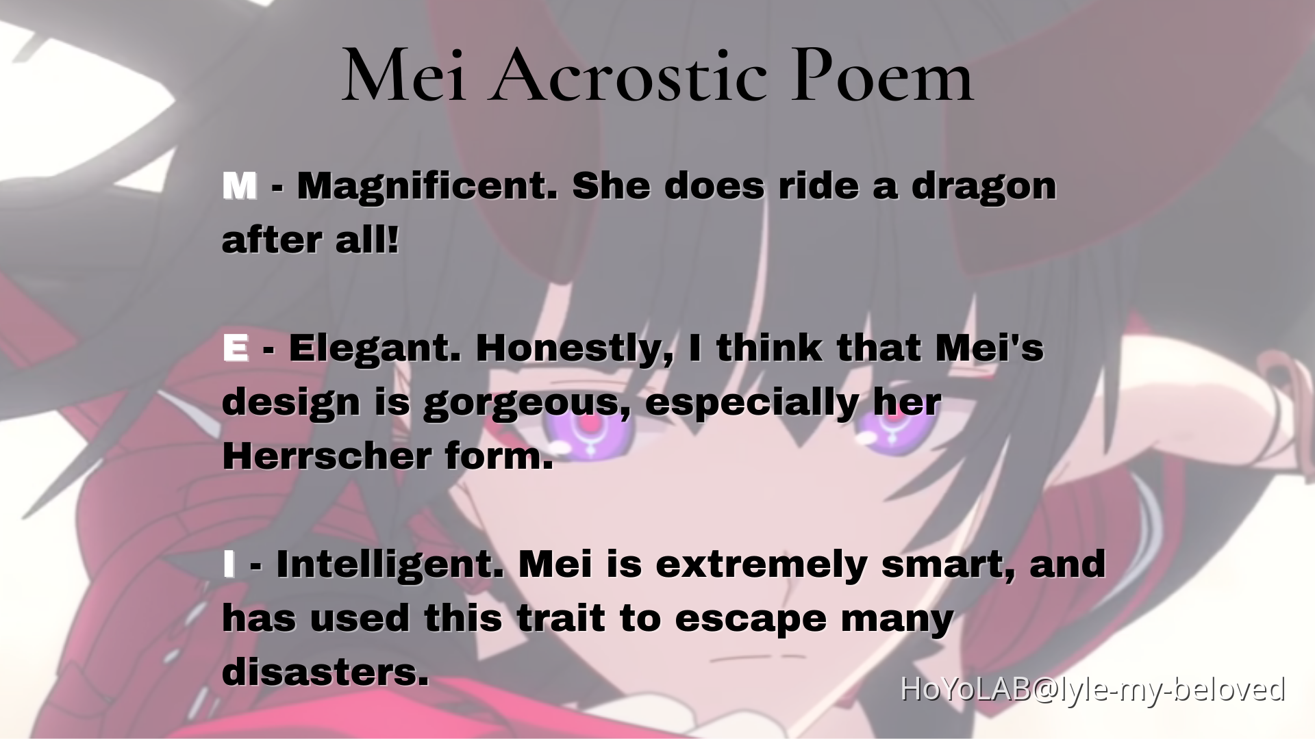 Mei Acrostic Poem Honkai Impact 3rd | HoYoLAB