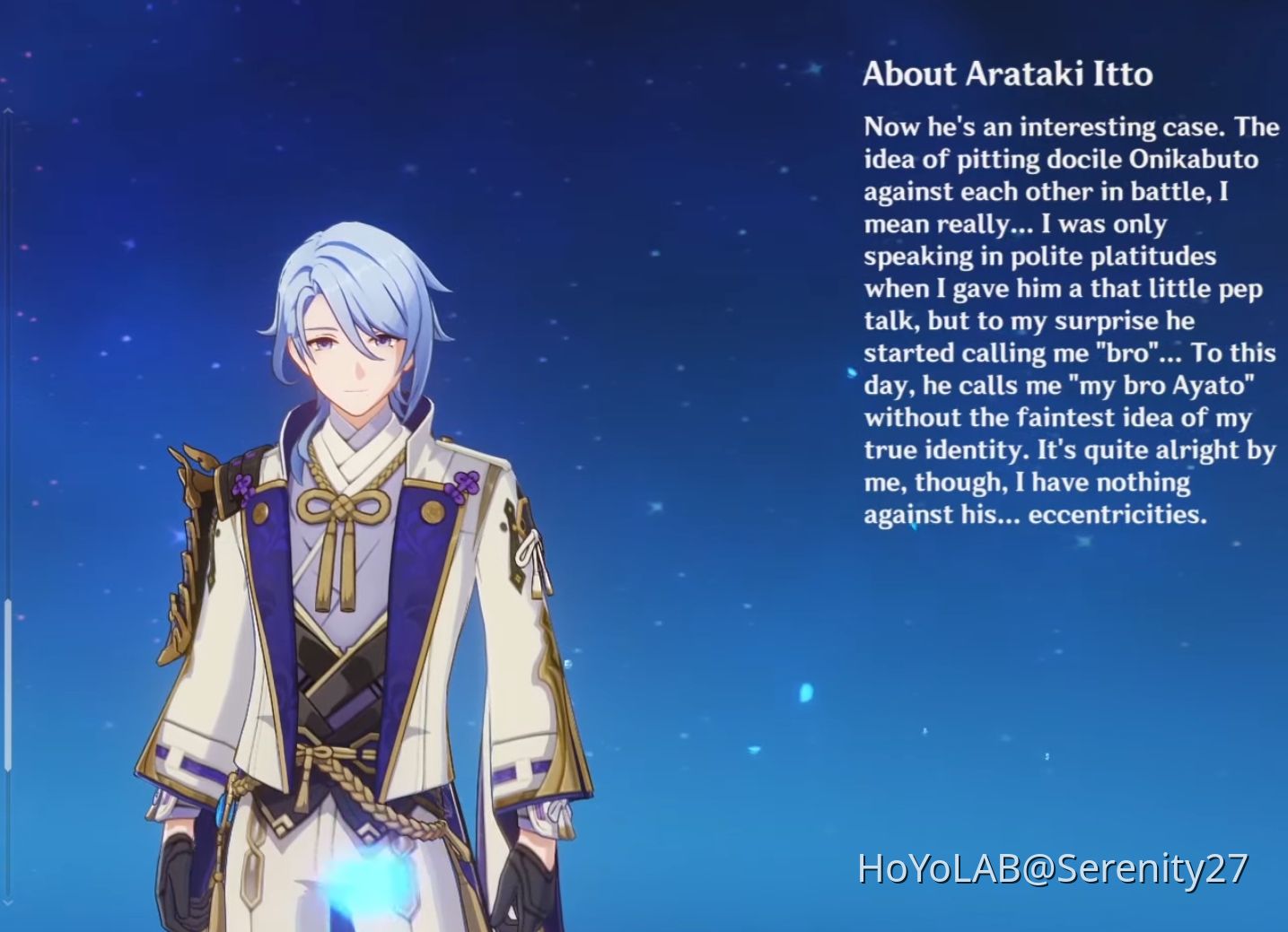 I just noticed that they changed the last word Ayato says about itto ...