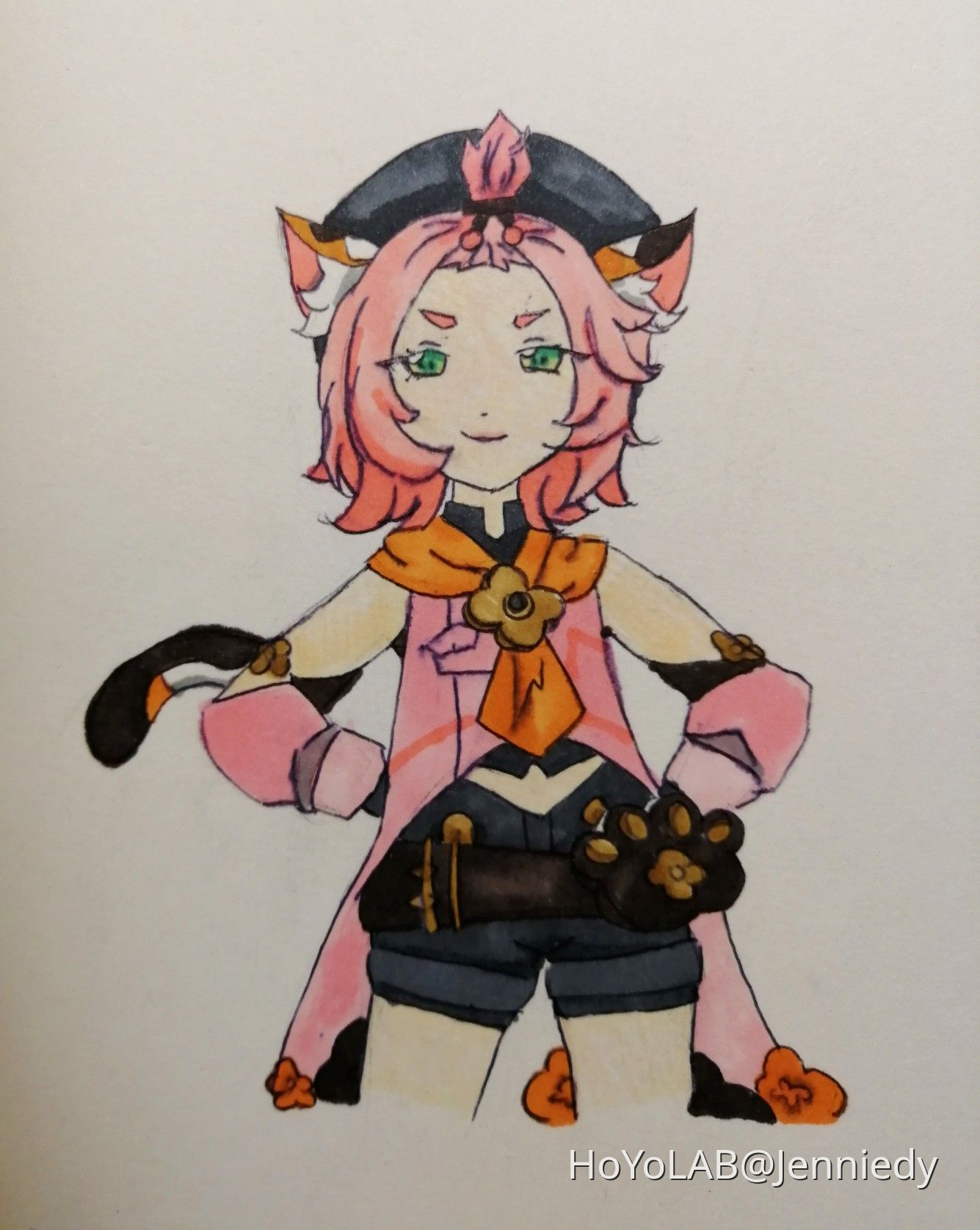 I tried drawing Diona in her signature pose🐾 Genshin Impact | HoYoLAB