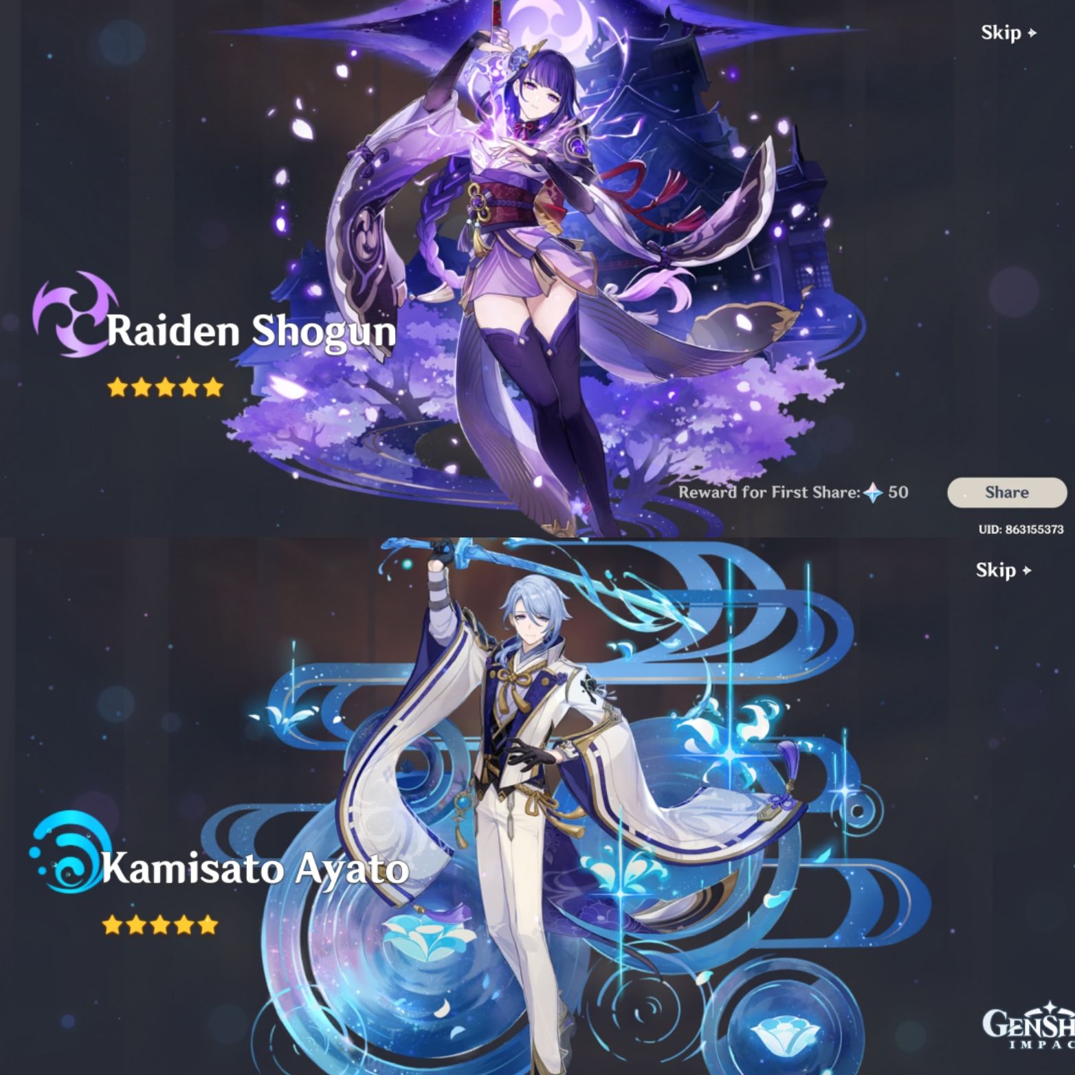 Raiden & Ayato luckiest pull ⚡ Genshin Impact | HoYoLAB