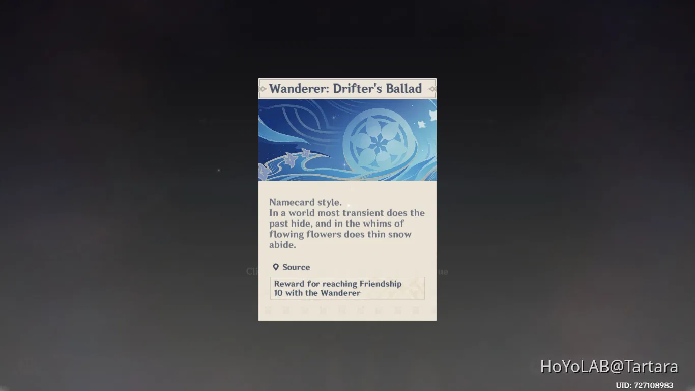 Wanderer Namecard Early unlock Genshin Impact | HoYoLAB