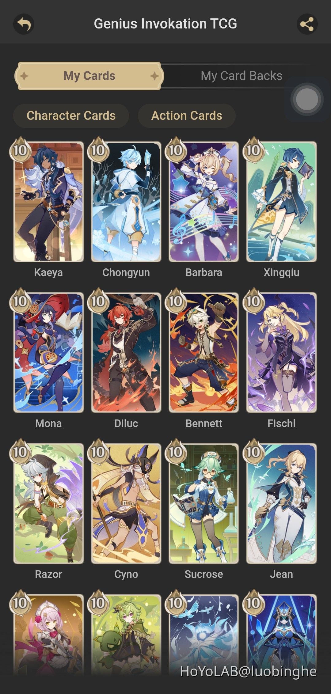 Recommended Genius Invokation TCG Character Cards + Collei, Chongyun ...