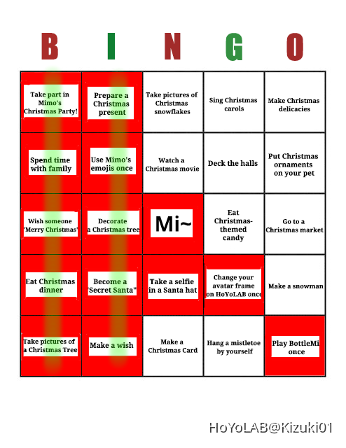 Christmas bingo challenge | HoYoLAB