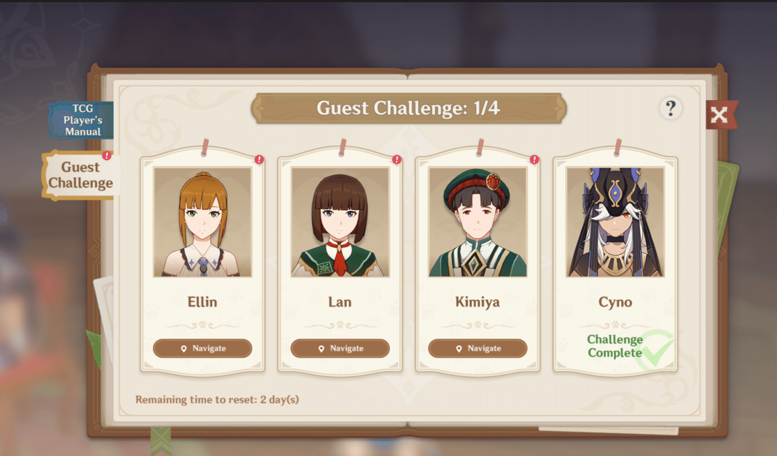 Genius invocation TCG tavern quest challenge tips Cyno Genshin Impact ...