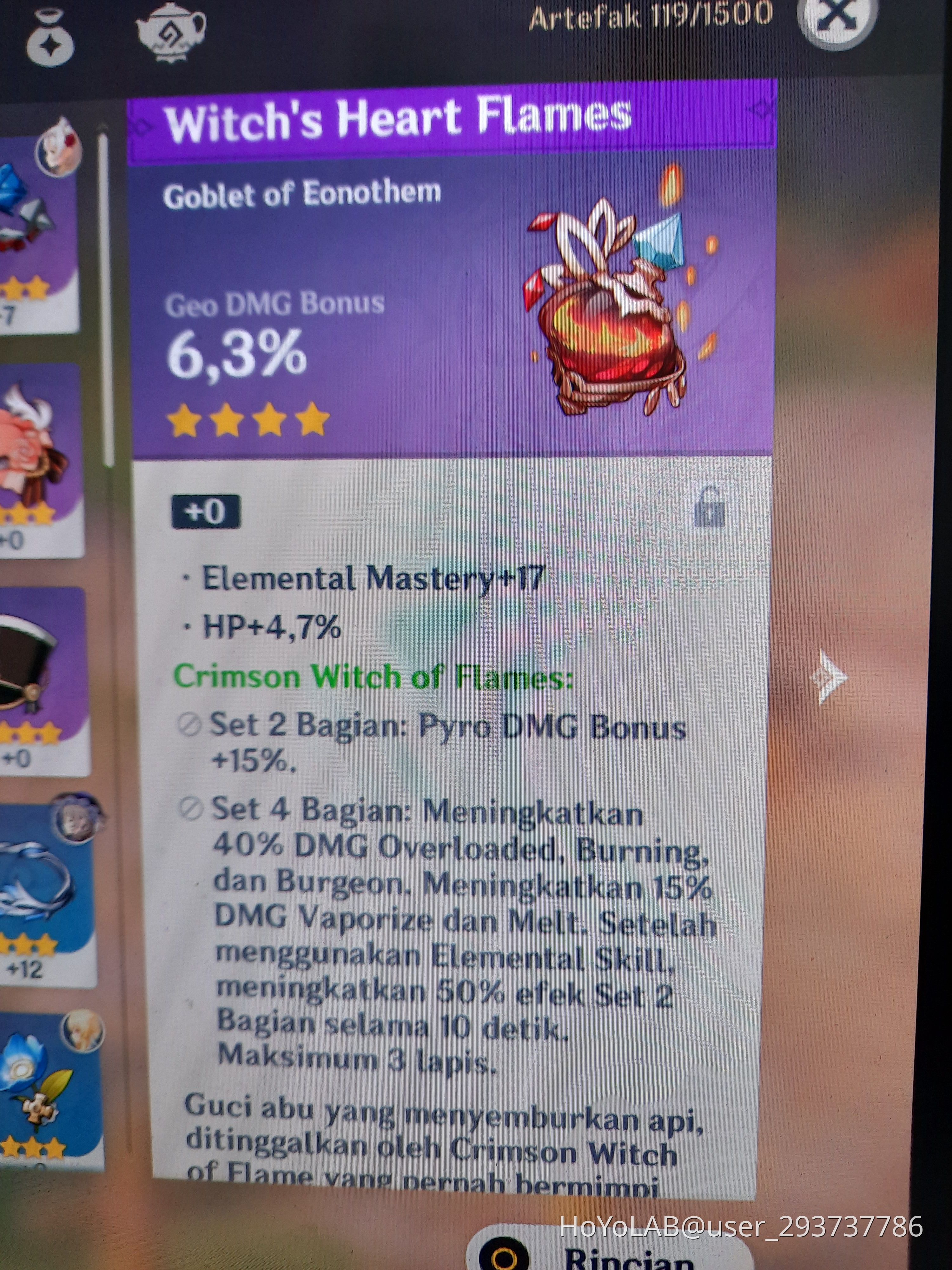 Hhmm, Coba gacha artefak gak dapat bintang 3, kalau dapat bintang 4 ...