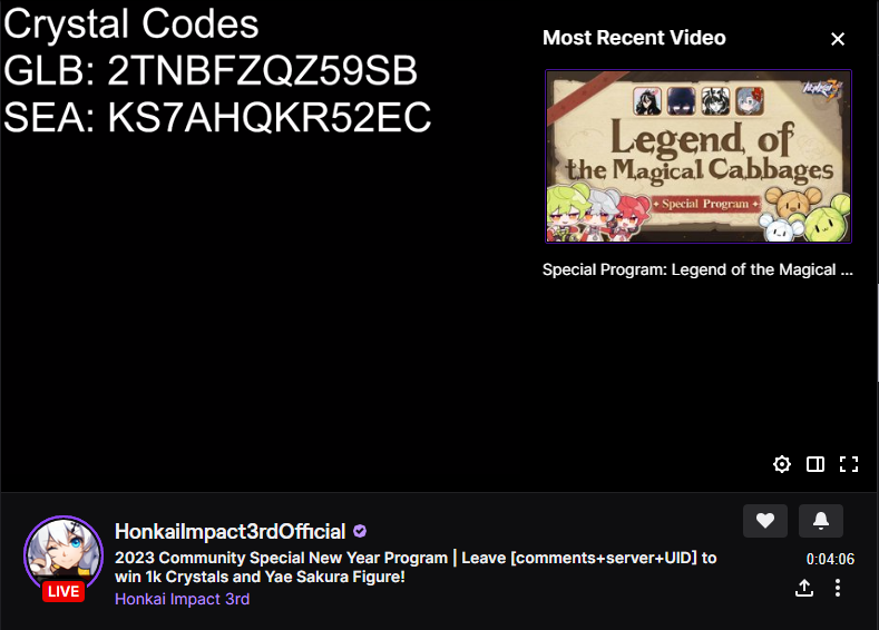 Twitch Crystal Codes Honkai Impact 3rd | HoYoLAB
