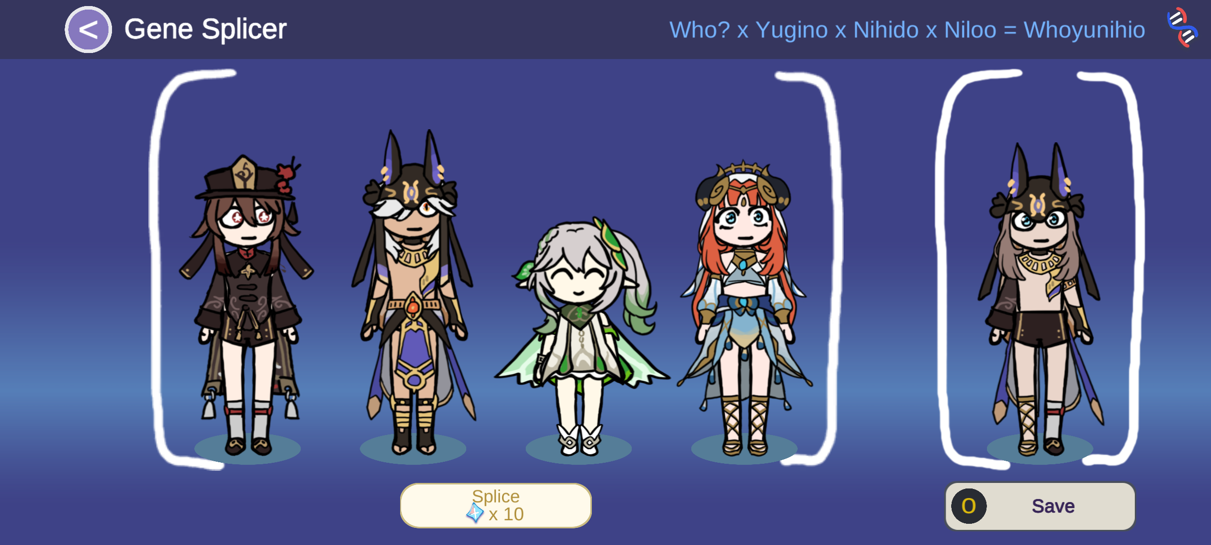 Some really pretty or interesting characters i got on gene splicer ...