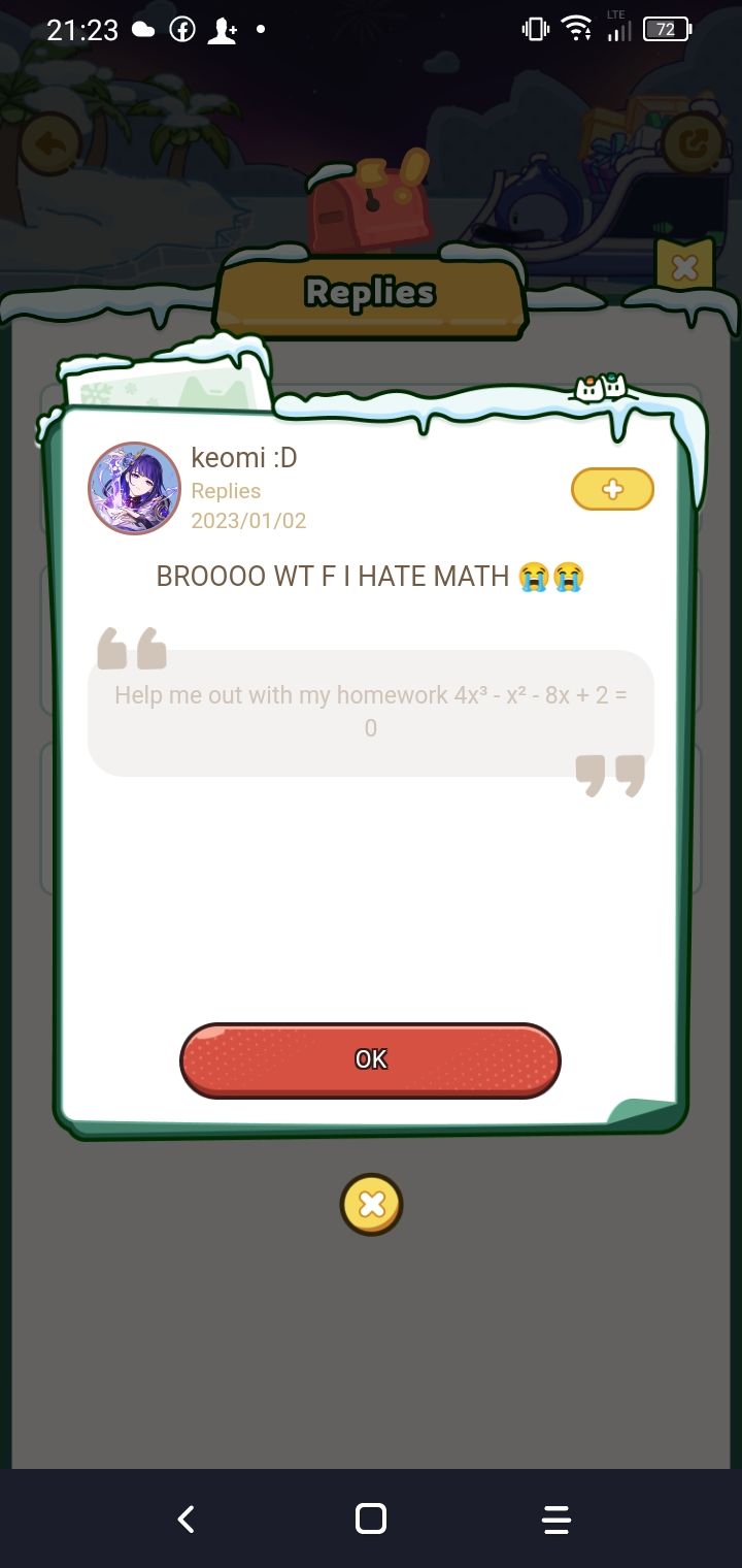 Sending math problems on bottlemi until someone solves one correctly | HoYoLAB