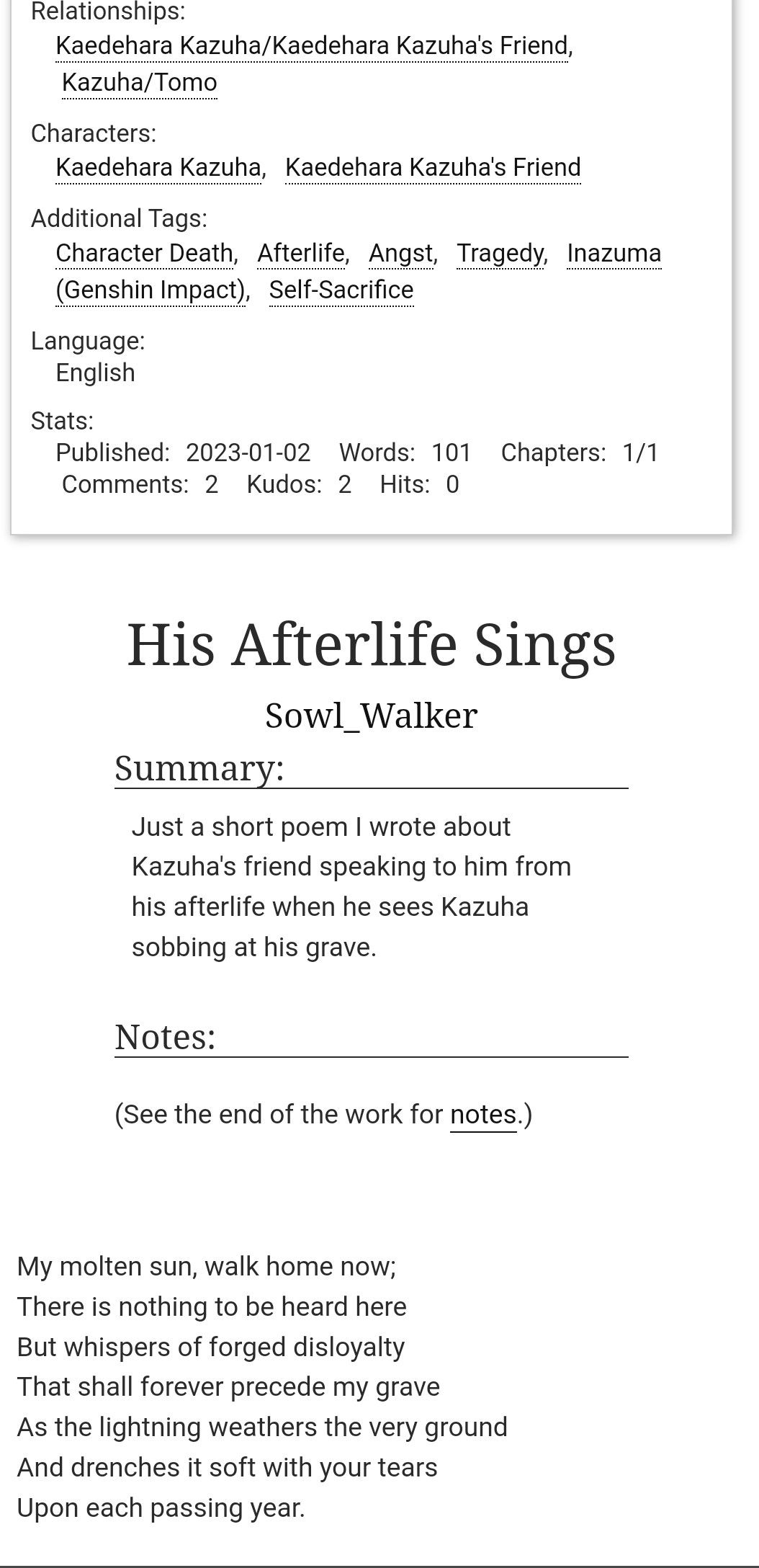 Kazuha/Tomo Poem? Genshin Impact | HoYoLAB