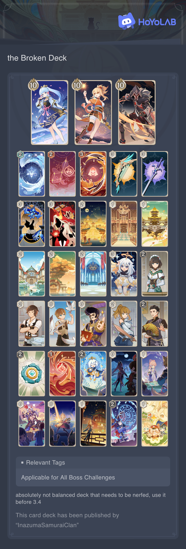 Genius Invokation TCG Deck Sharing : Absolute Melt Genshin Impact | HoYoLAB