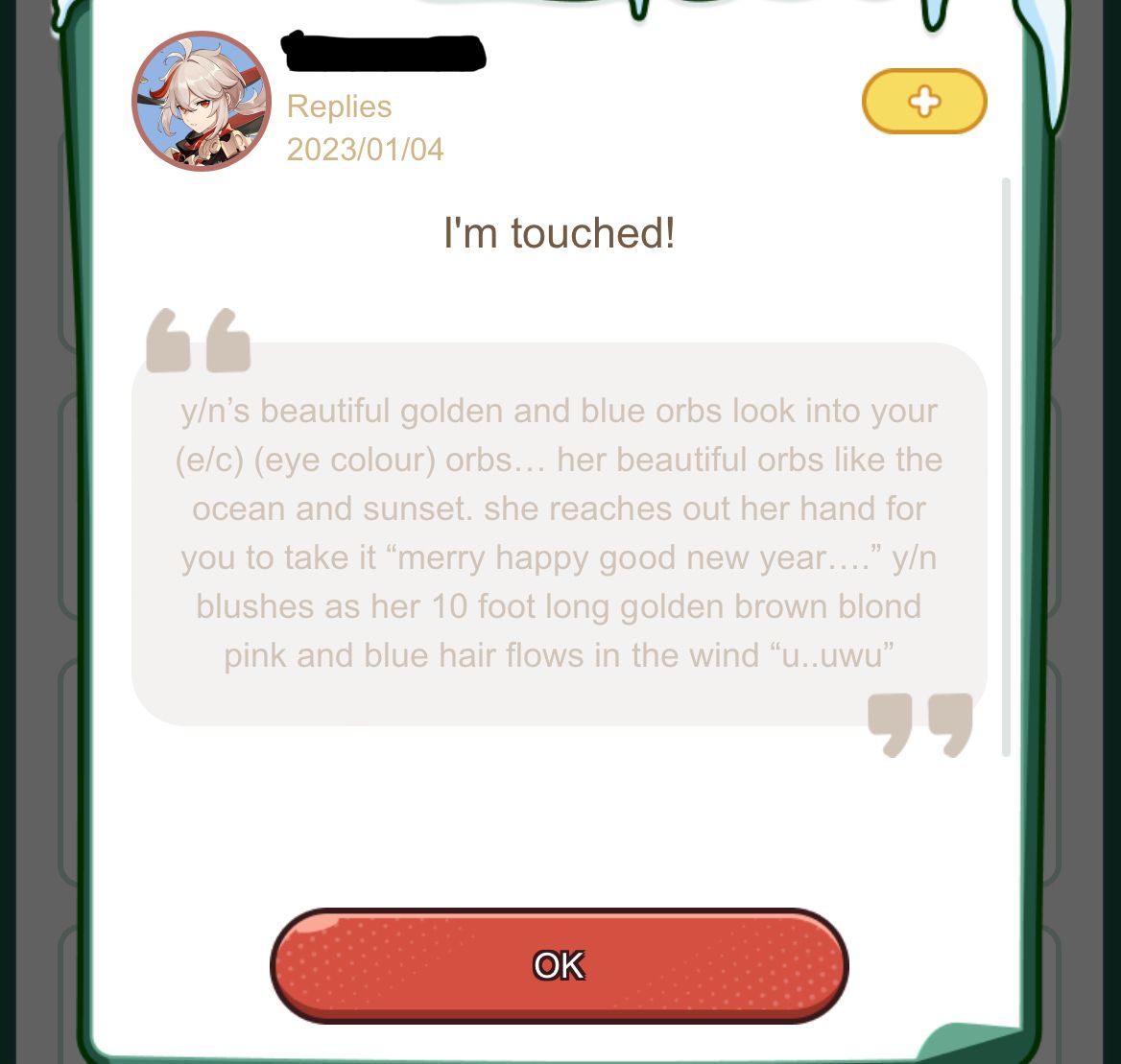 my cringe y/n fic | HoYoLAB