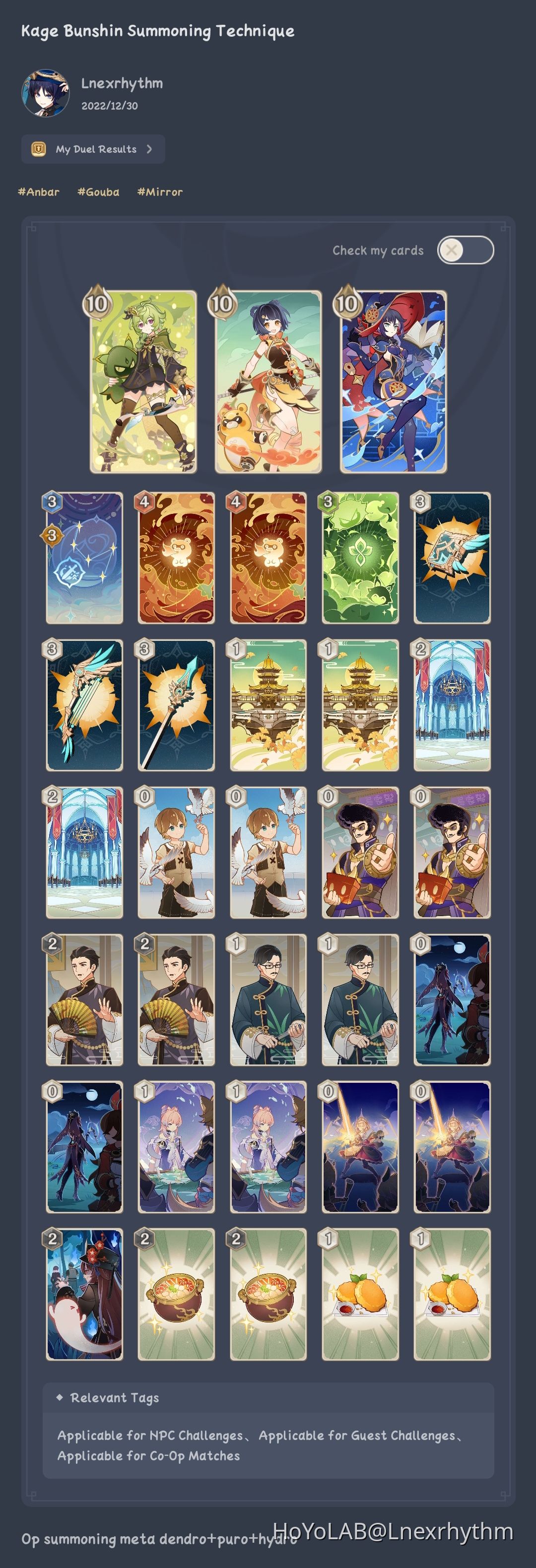 Genshin Invocation TCG Deck Sharing + Kage Bunshin Summoning Technique Genshin Impact | HoYoLAB