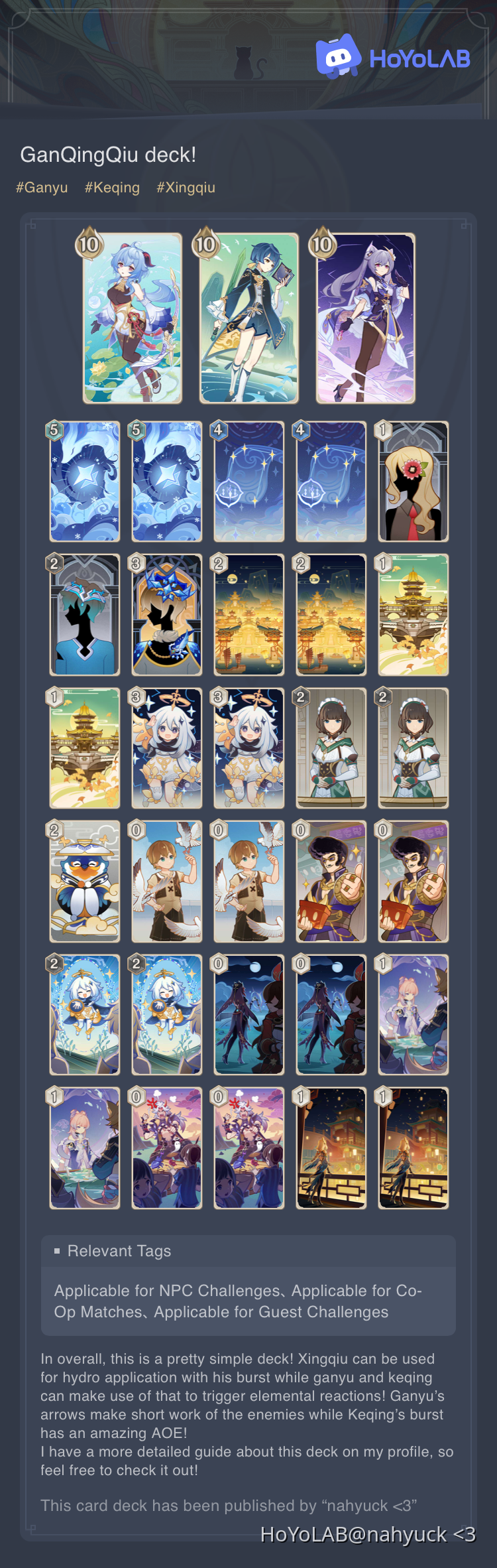 Genius Invokation TCG Deck Sharing + Elemental Reactions Deck ! Genshin Impact | HoYoLAB