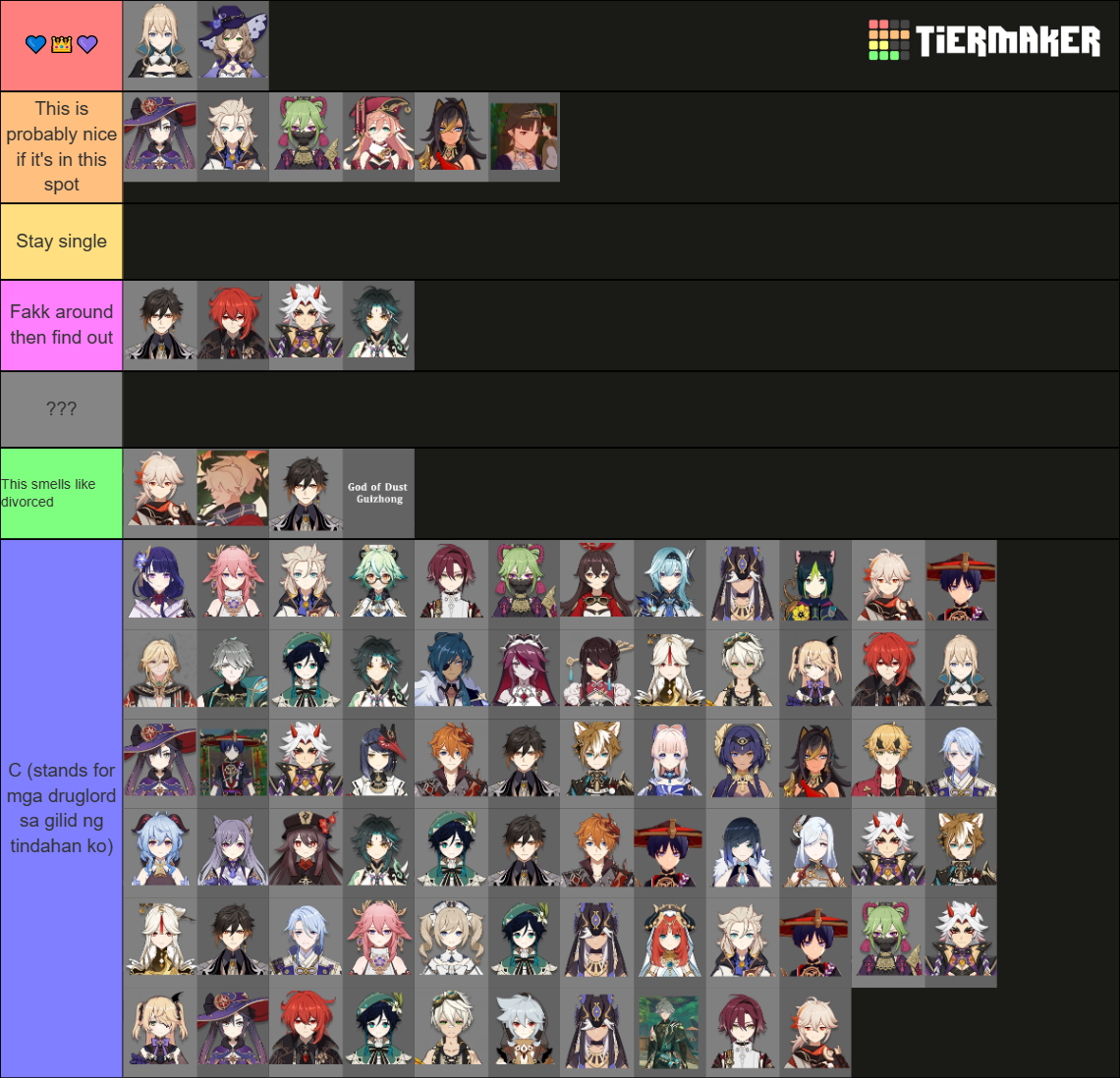 Jesnhin Shipping Tier List opinyon by klasmeyt Genshin Impact | HoYoLAB