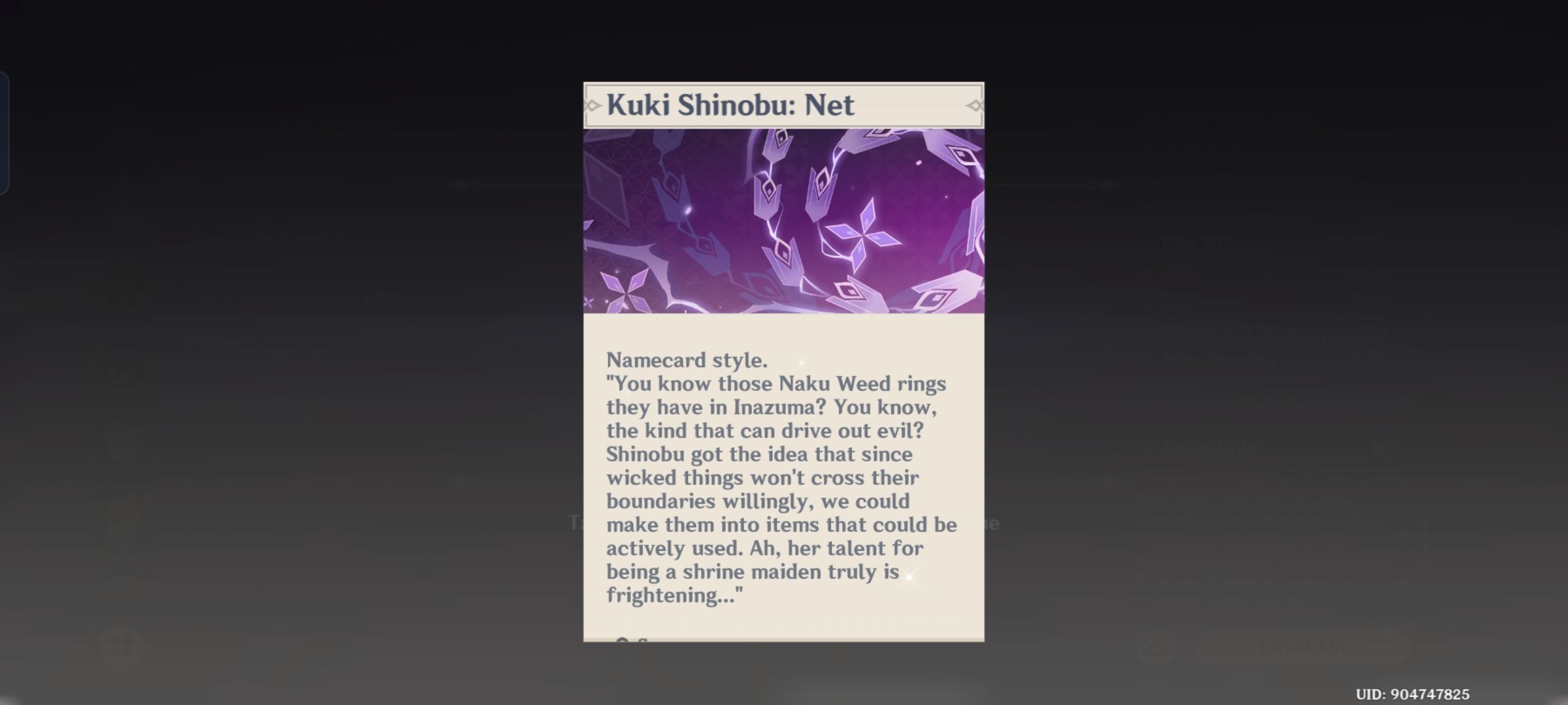 Kuki Shinobu Namecard Genshin Impact | HoYoLAB