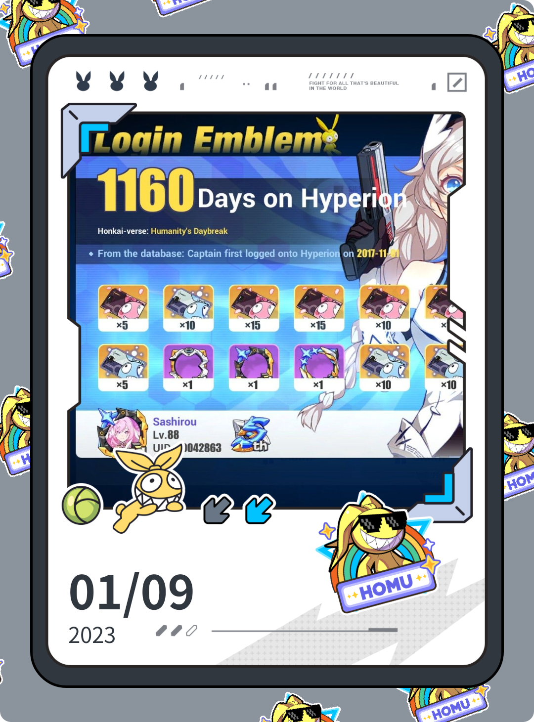 01/09 Diary -# Hyperion Today Honkai Impact 3rd | HoYoLAB