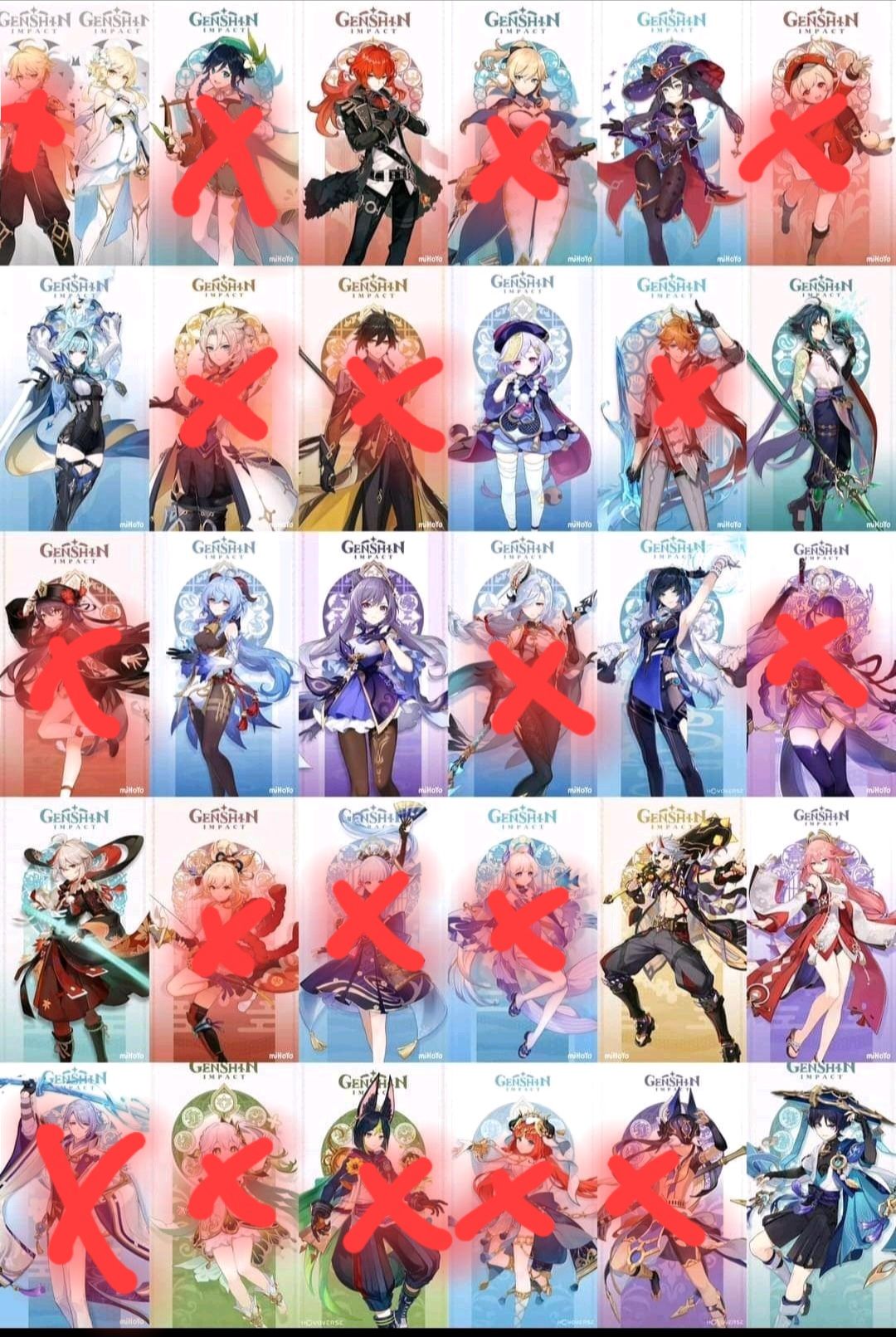 x on characters I don't have Genshin Impact | HoYoLAB