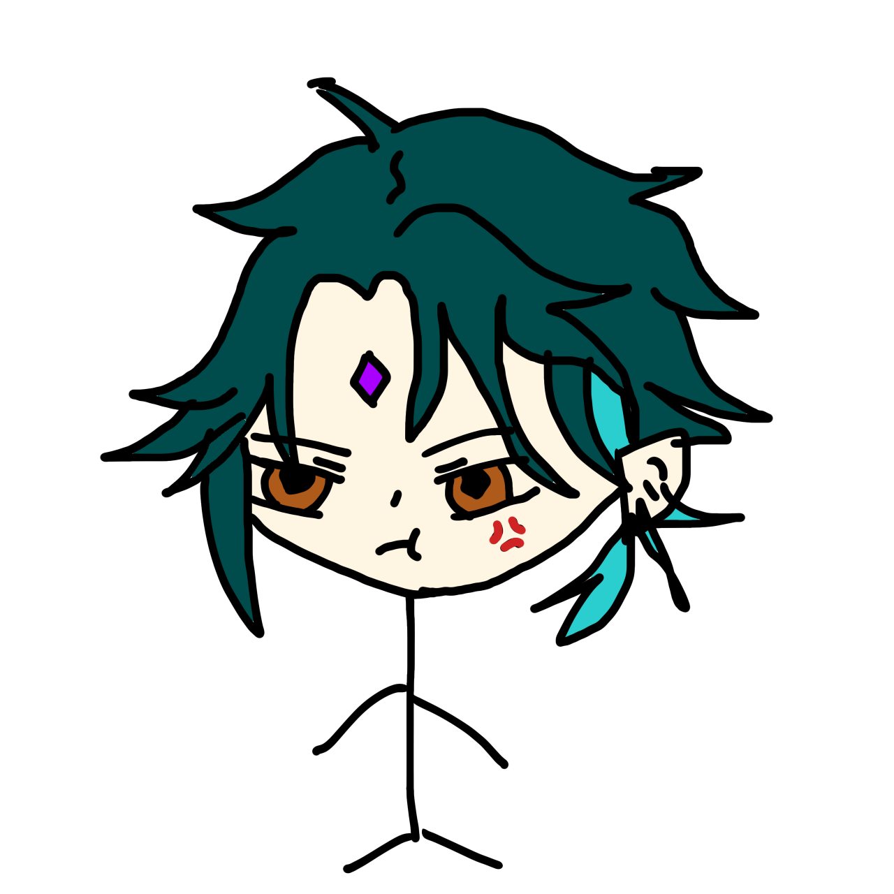 This is my Xiao drawing not wanting him but try my best to draw him ...