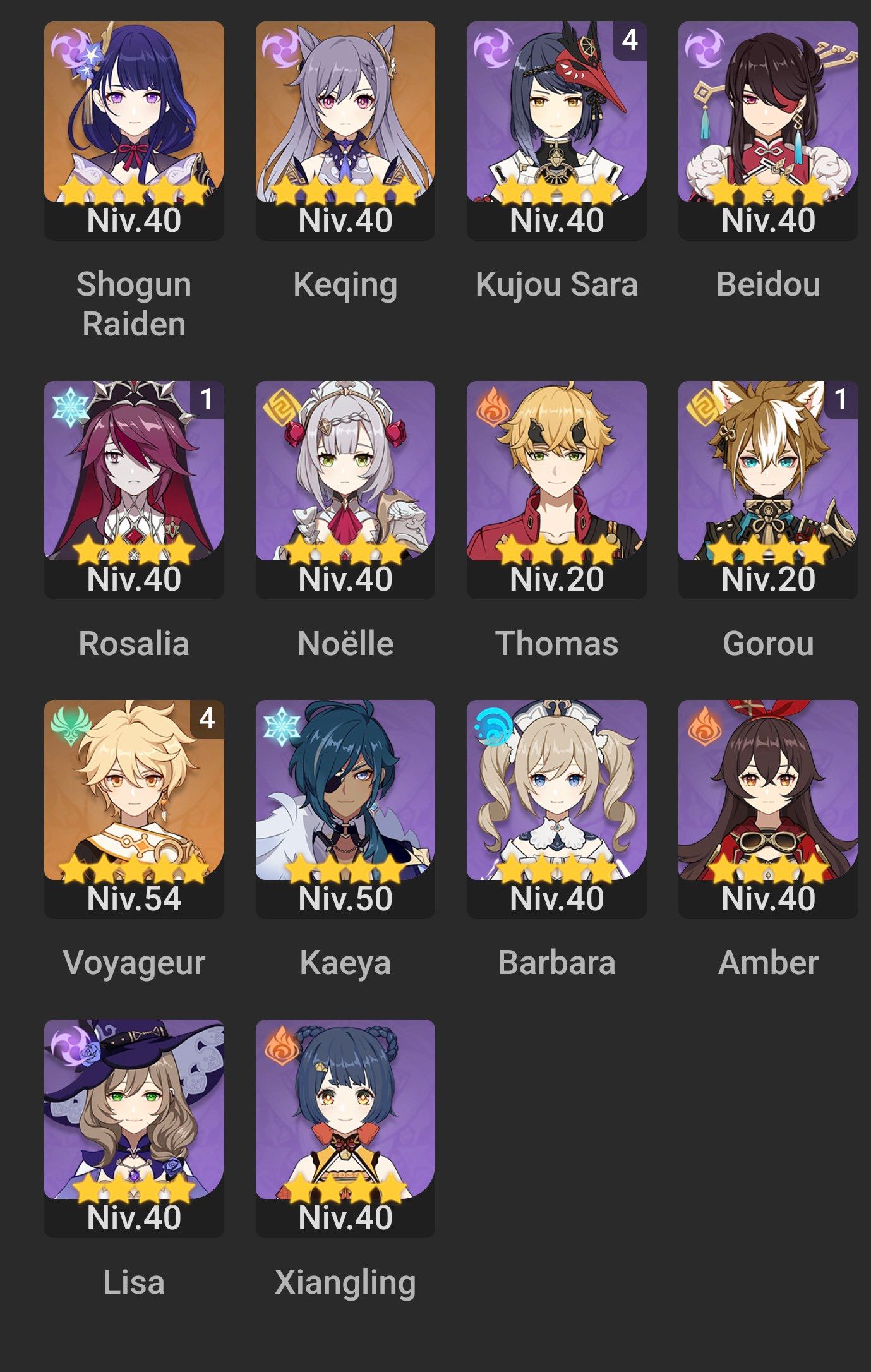 Mes perso après 1 mois de jeu Genshin Impact | HoYoLAB