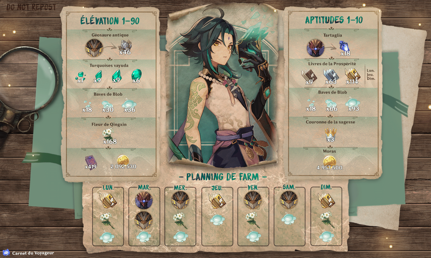 [Version 3.4] Xiao | Planning de Farm et Farming Routes : Fleur de ...