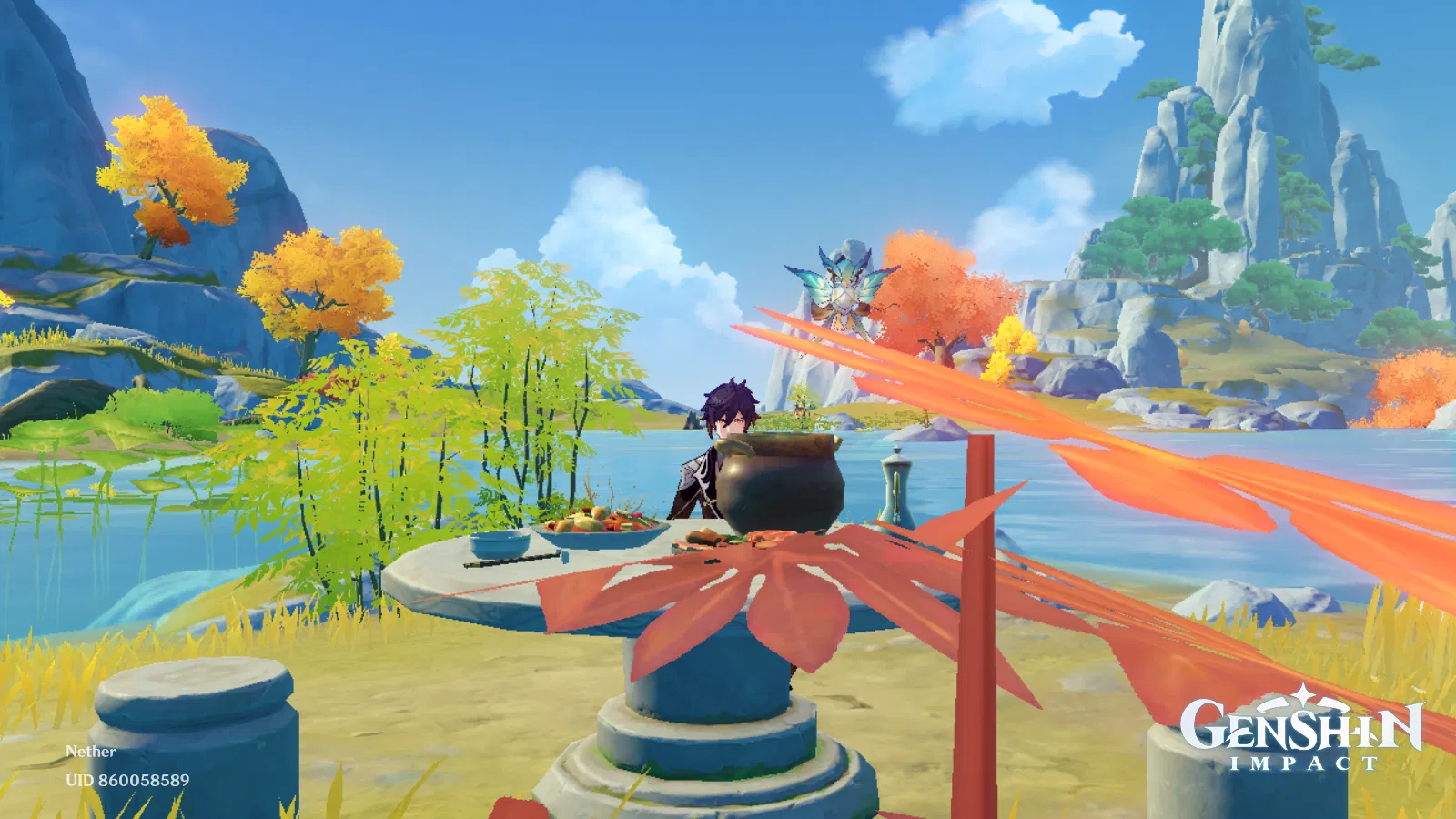 Zhongli sitting with a 3 course meal in Mt. Aocang Genshin Impact | HoYoLAB
