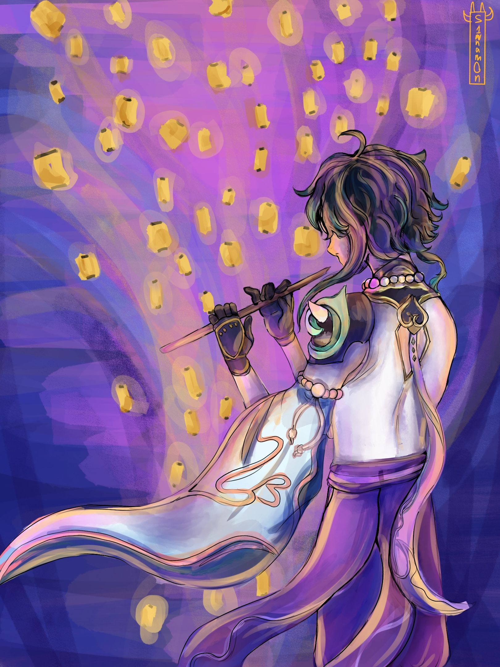 Festivities For One Xiao Fanart Contest Entry Genshin Impact Hoyolab