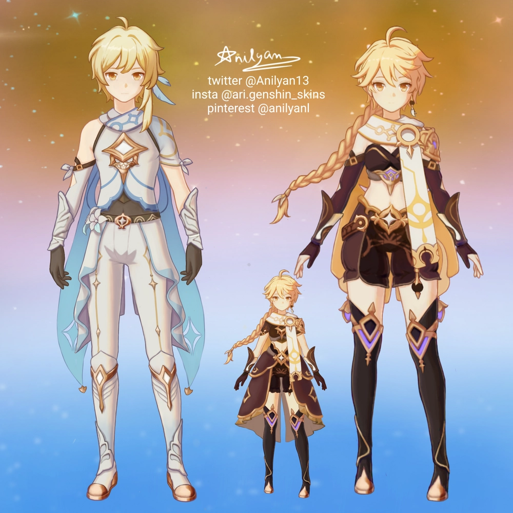 Posting my (over 200, 2D) skins here - some Traveler skins Genshin Impact | HoYoLAB