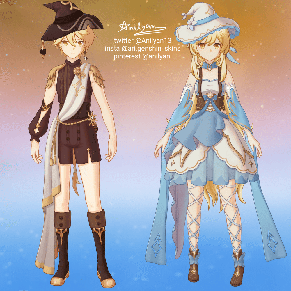 Posting my (over 200, 2D) skins here - some Traveler skins Genshin ...