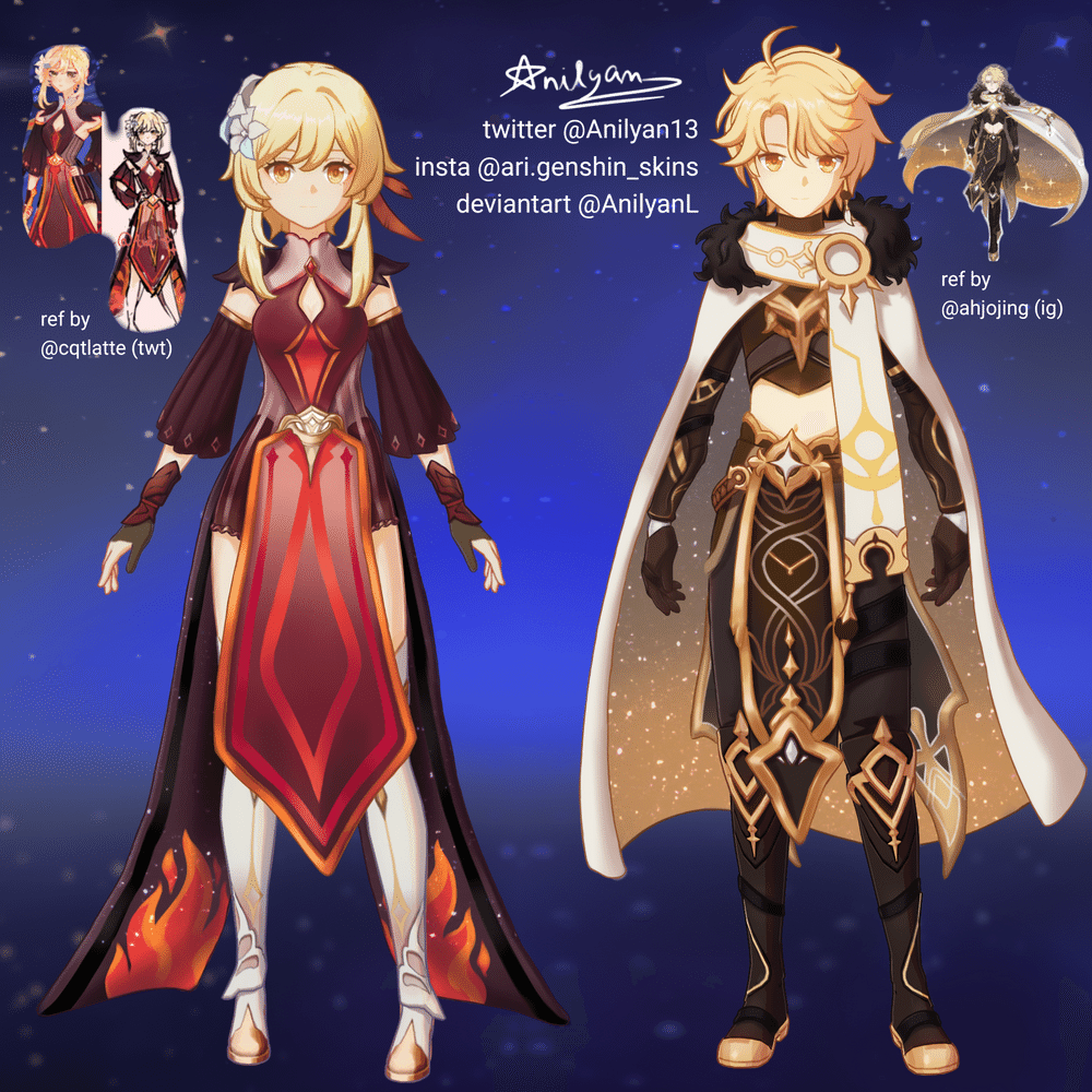 Posting my (over 200, 2D) skins here - some Traveler skins Genshin ...