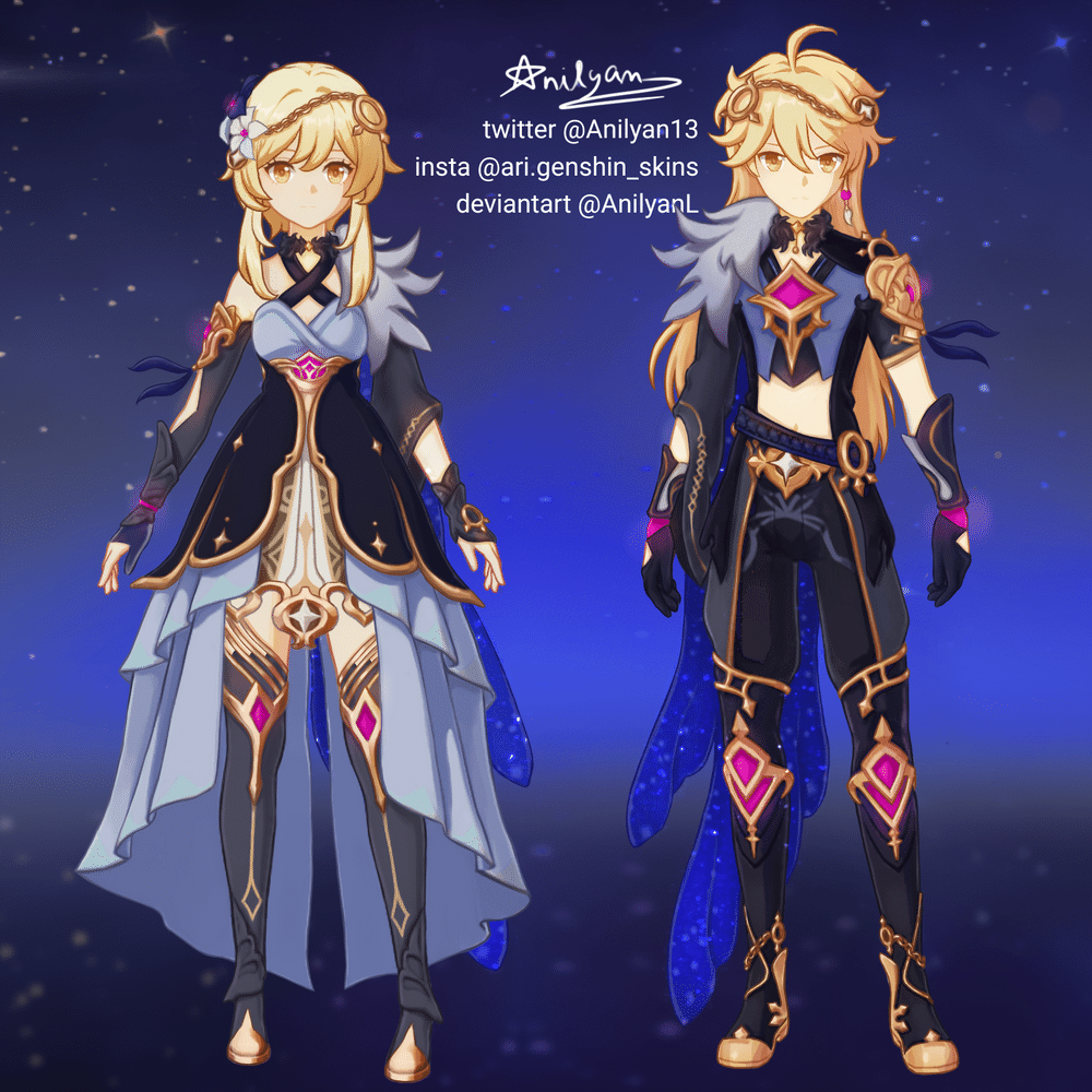 Posting my (over 200, 2D) skins here - some Traveler skins Genshin Impact | HoYoLAB