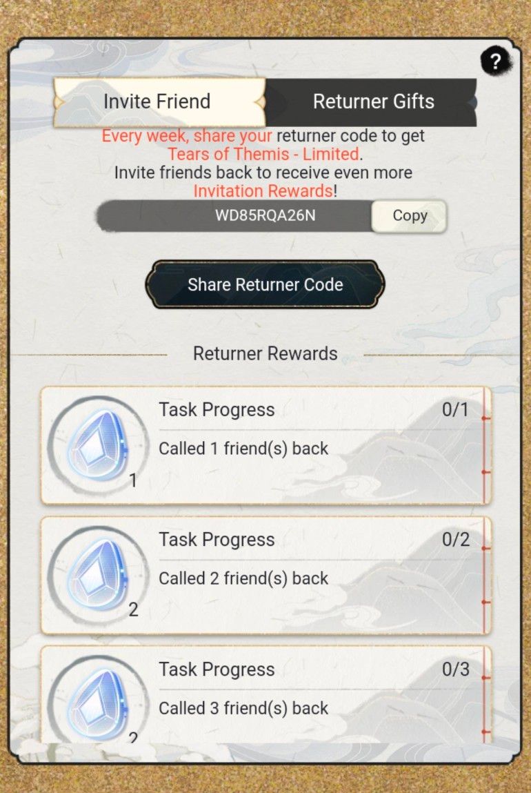 Guys, use my code to redeem and and receive 2 Tears of Themis Tears of Themis | HoYoLAB