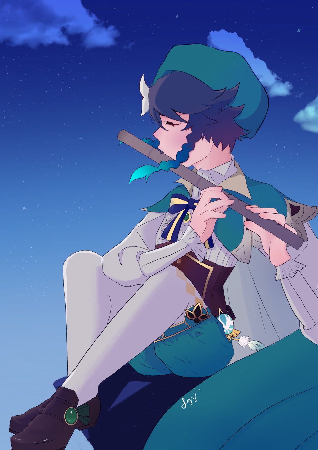 Venti playing his flute 🍃 Genshin Impact | HoYoLAB