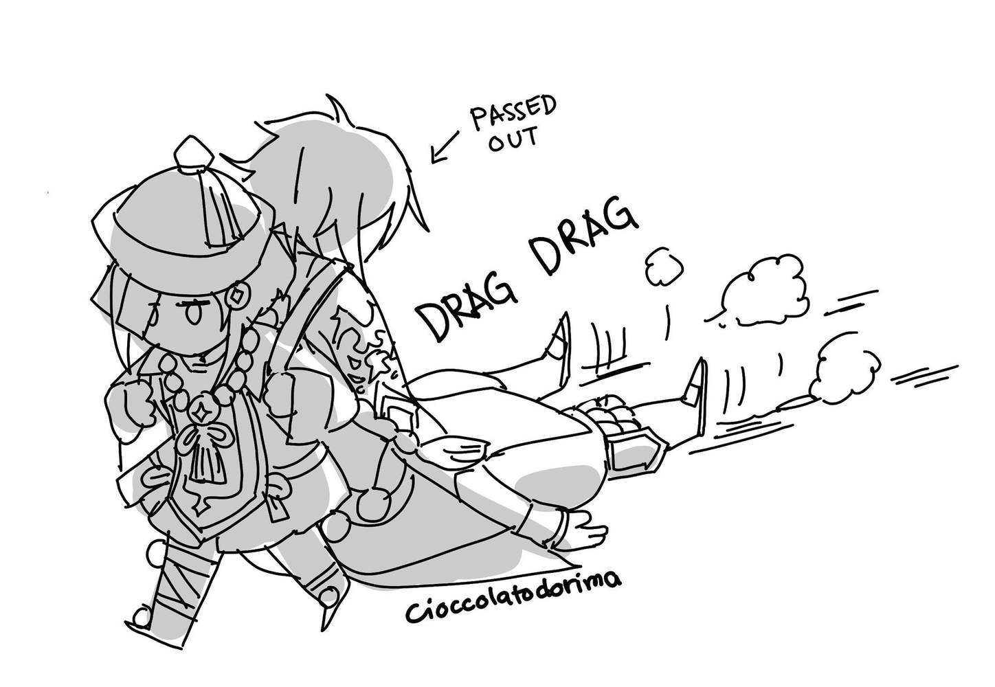 How qiqi carried Xiao on her back Genshin Impact | HoYoLAB