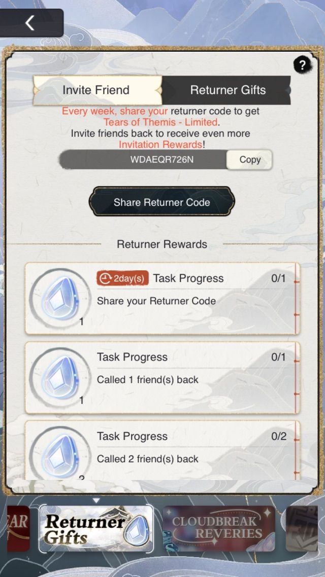 Tears of Themis returner code Tears of Themis | HoYoLAB