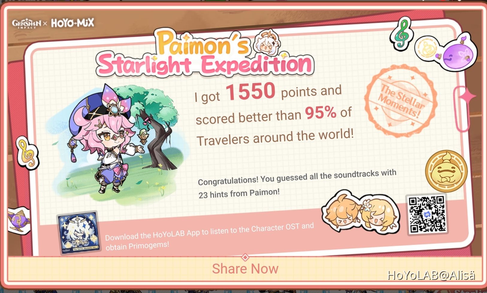 Piamon Starlight Expedition Score 😊 Genshin Impact | HoYoLAB
