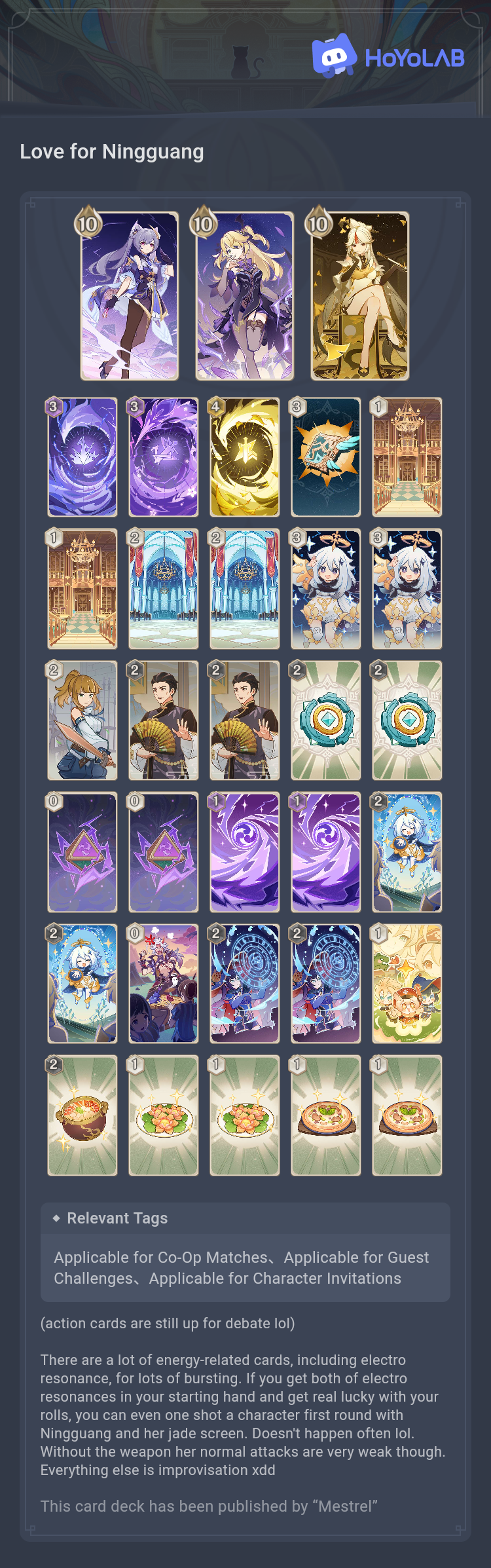 Genius invocation TCG deck sharing! Genshin Impact | HoYoLAB