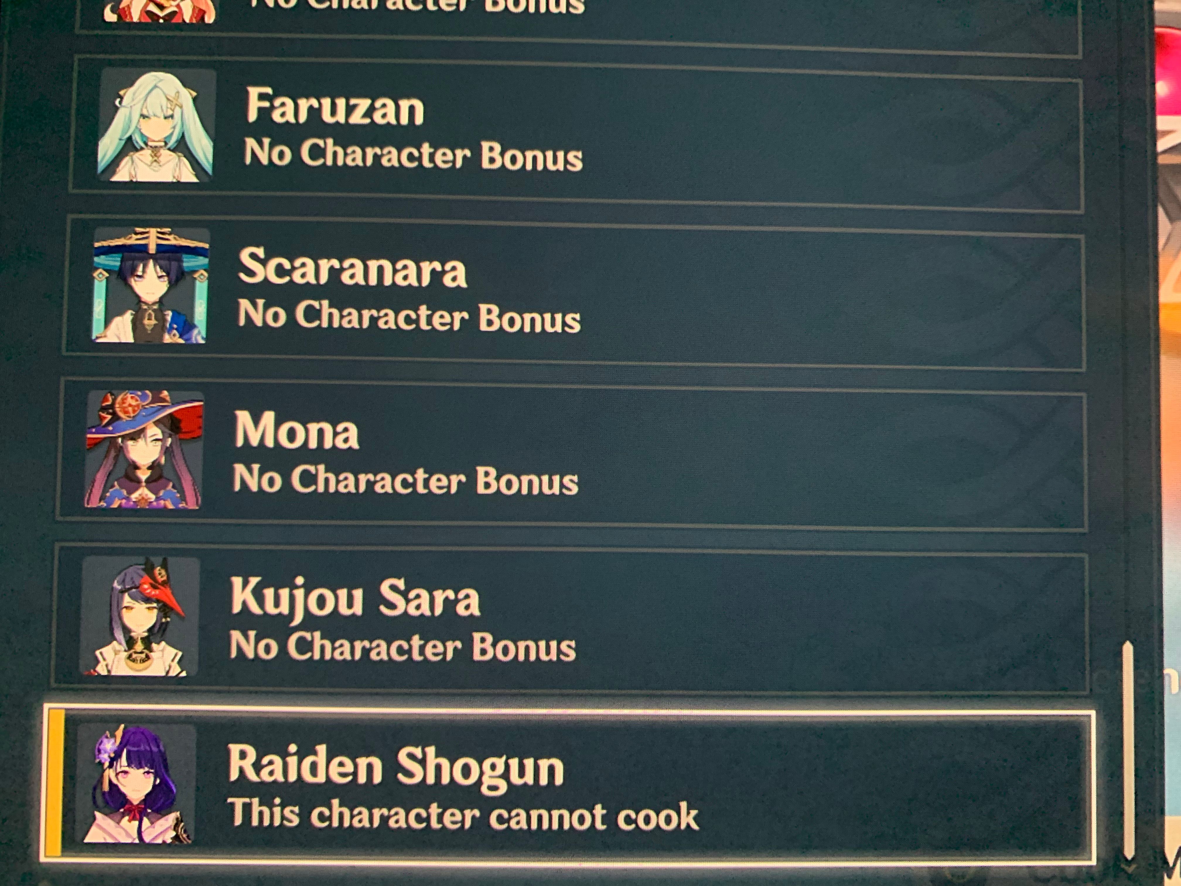 Raiden can not cook but Scara can Genshin Impact | HoYoLAB